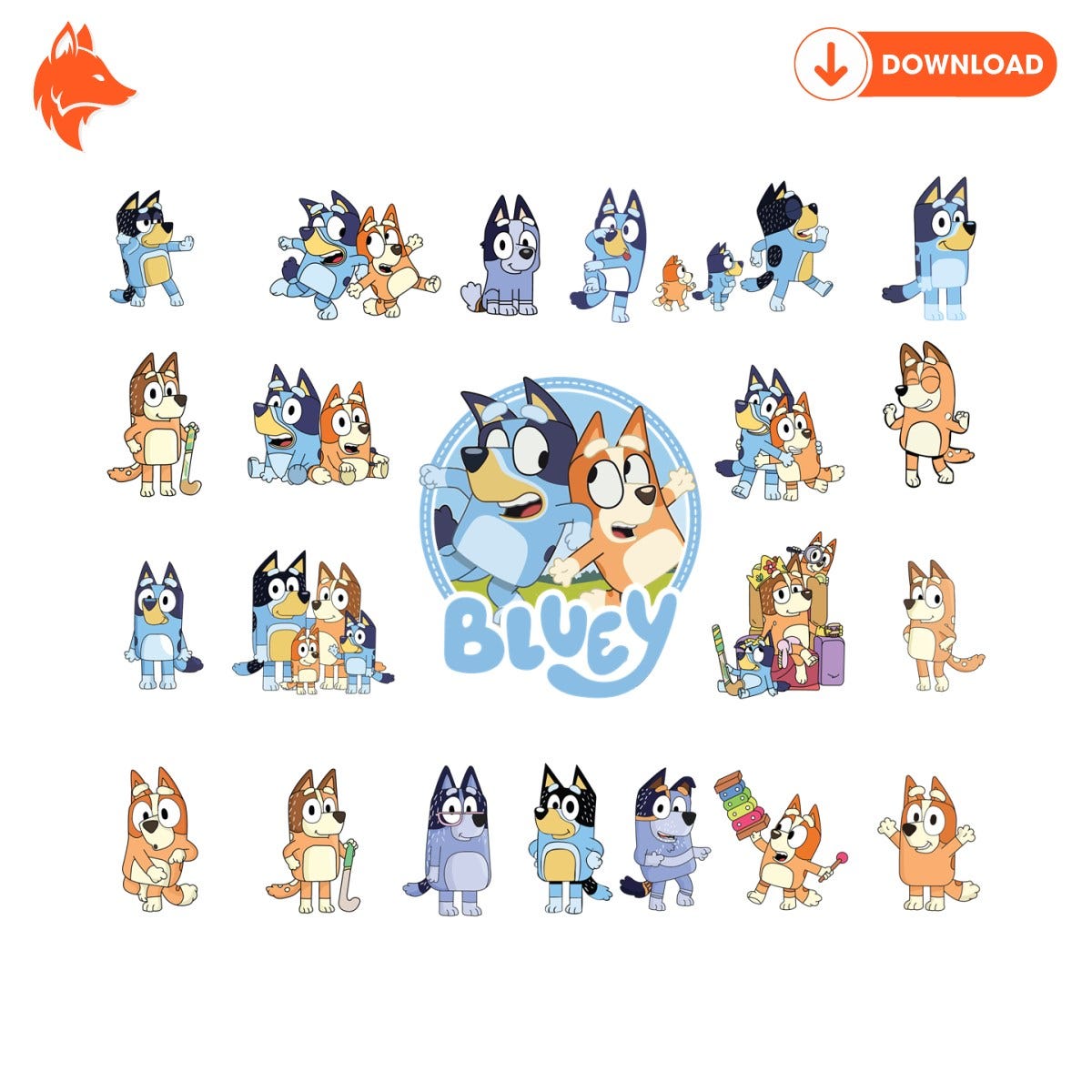Bluey Family Bluey Cartoon Bundle SVG Cutting Digital File - John Smith ...