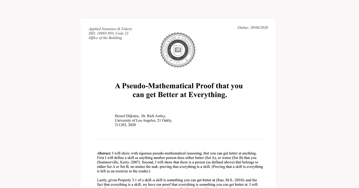 A Pseudo-Mathematical Proof that you can get Better at Everything. | by ...