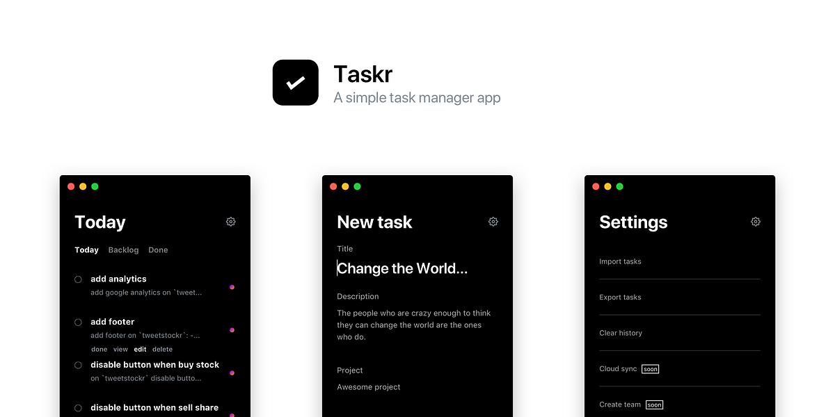 Introducing Taskr — A simple task manager app | by bu kinoshita | Medium