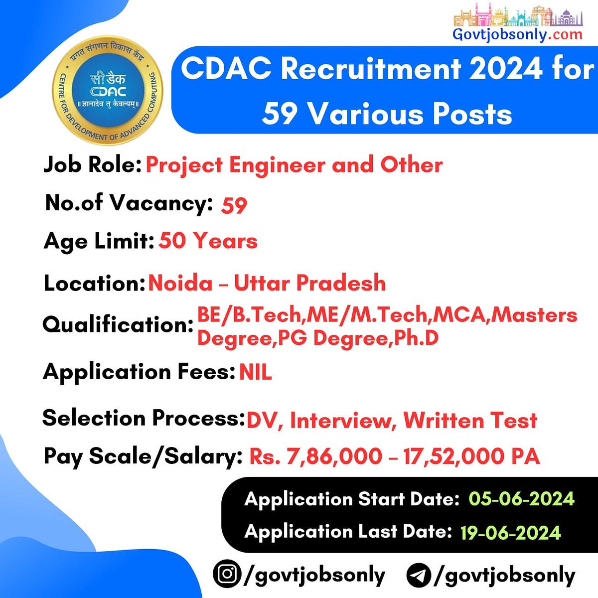 CDAC Recruitment 2024: Apply for 59 Various Posts Now - Govt Jobs Only ...