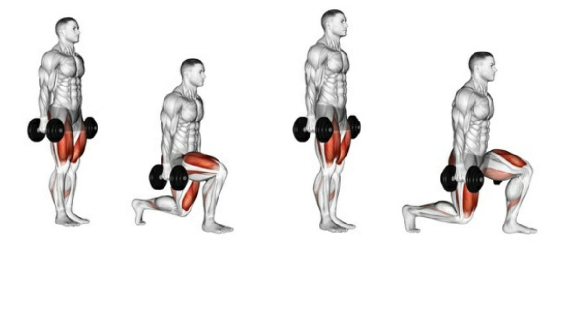 I need to perform three sets of lunges with ten repetitions on each leg ...