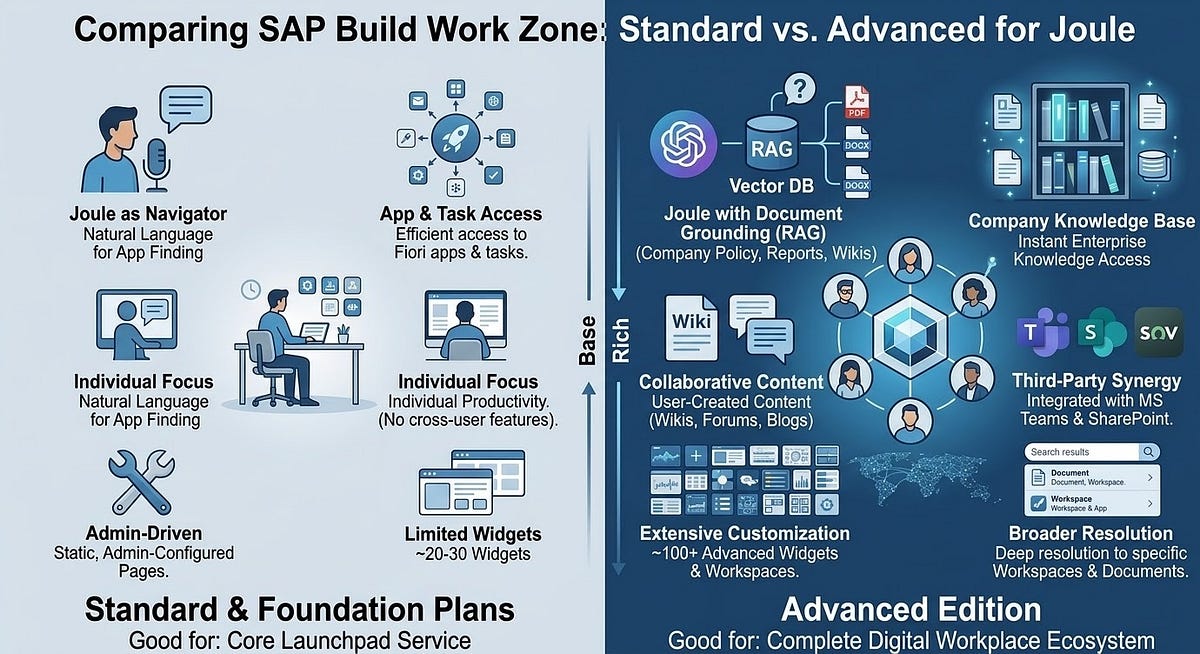 What I learnt about SAP Joule on Build Work Zone Standard vs Advanced ...