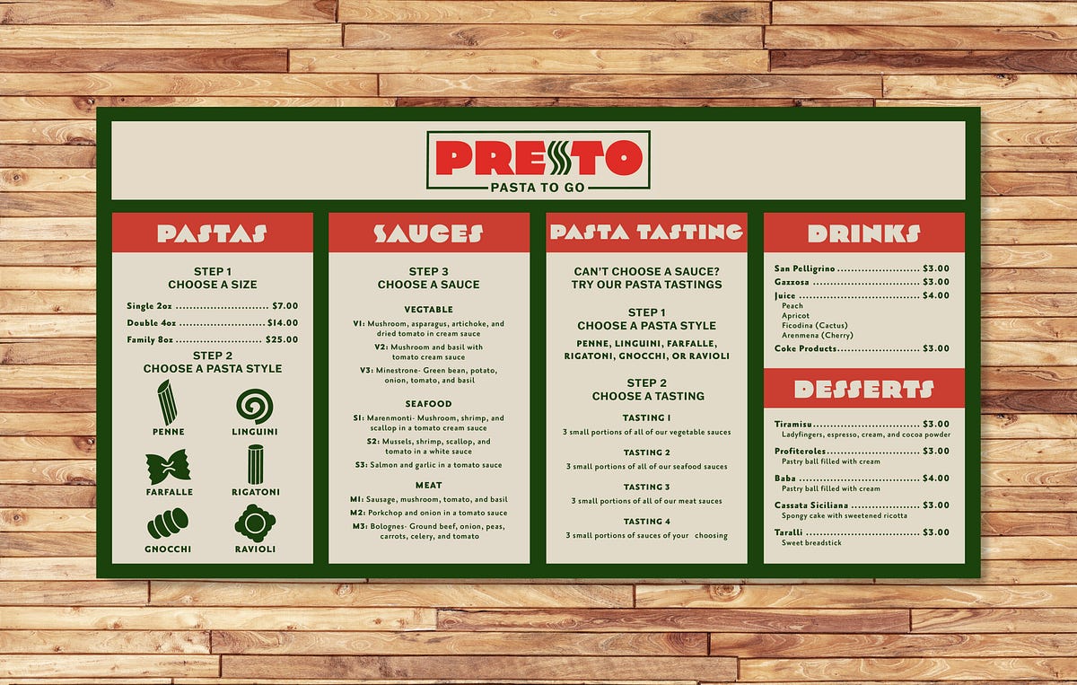 PRESTO. Pasta To Go | by Kirahartkorn | Medium