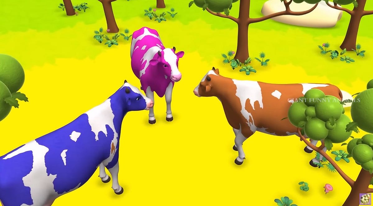 3 Giant Color Cows Race to Victory in a Funny Cycle Challenge! Funny ...