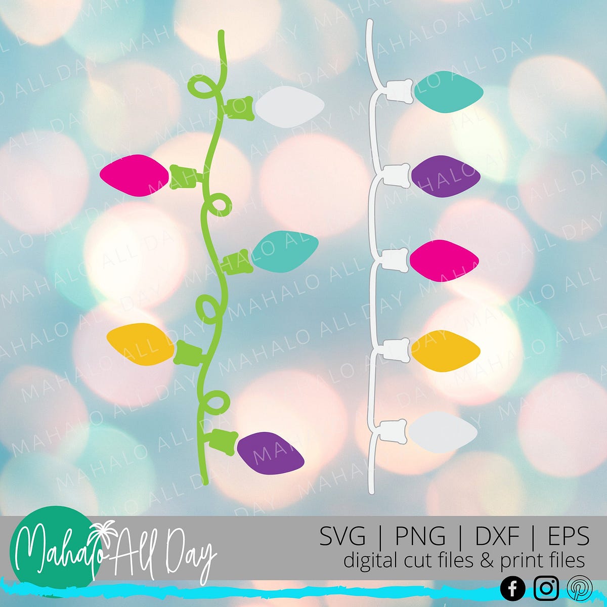 Christmas String Lights Bundle SVG — Christmas Lights Svg — Hand drawn ...