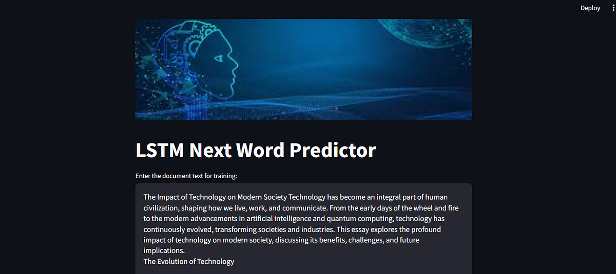 NextWordGenLSTM: A Custom LSTM Next Word Predictor with PyTorch and Streamlit | by Sheesikram ...