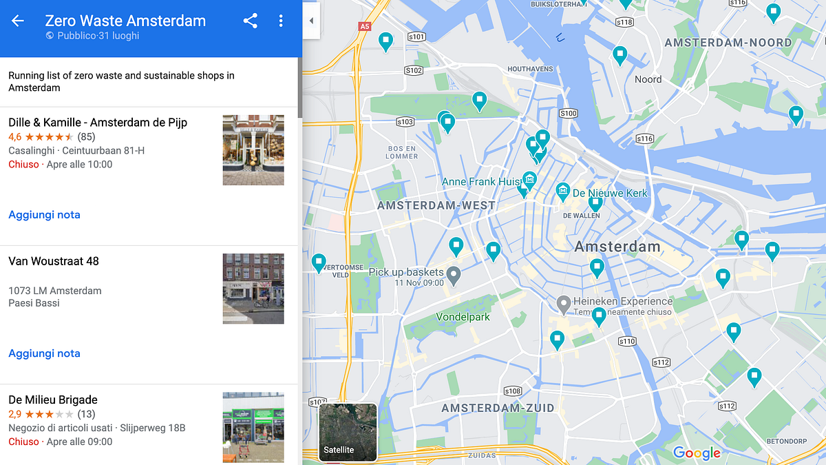 A zero waste Google Map of Amsterdam | by Rachele M | Medium