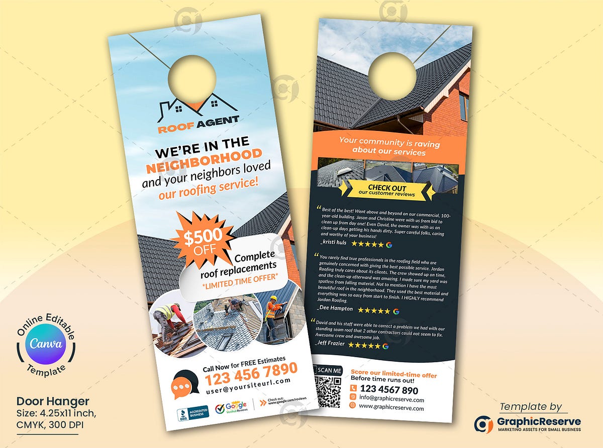 Roofing Service Offer Door Hanger Template Canva - Heropik - Medium