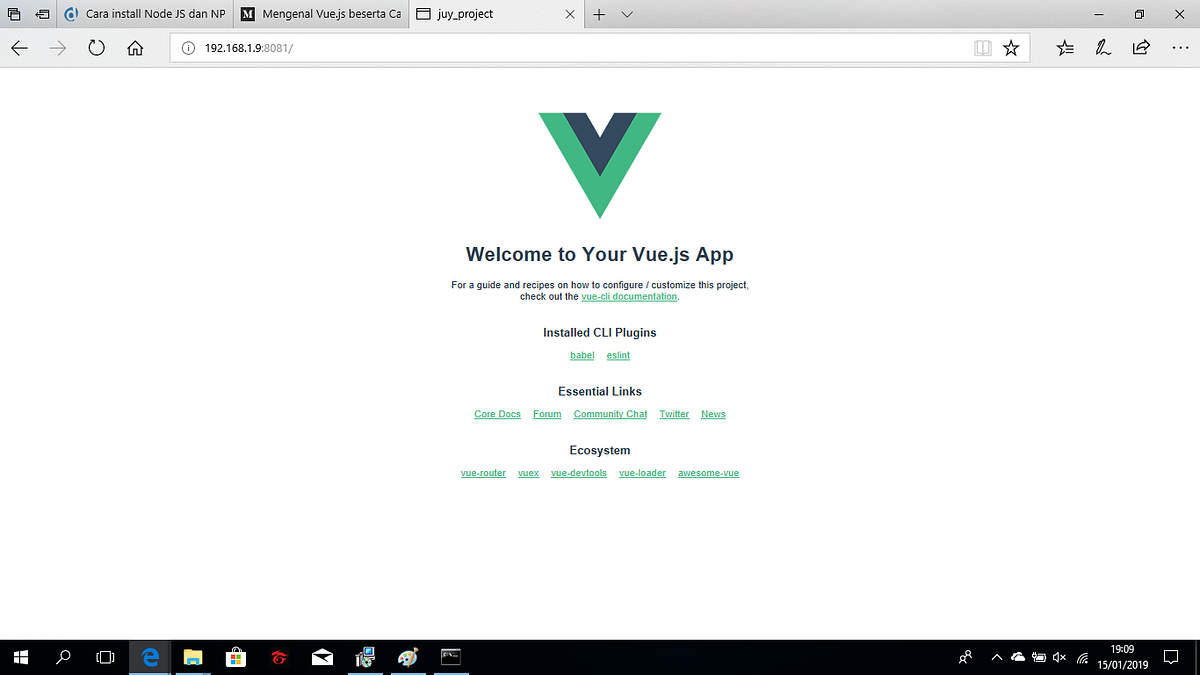tutorial instalasi Node.JS dan membuat project vue | by ahmad juda | Medium