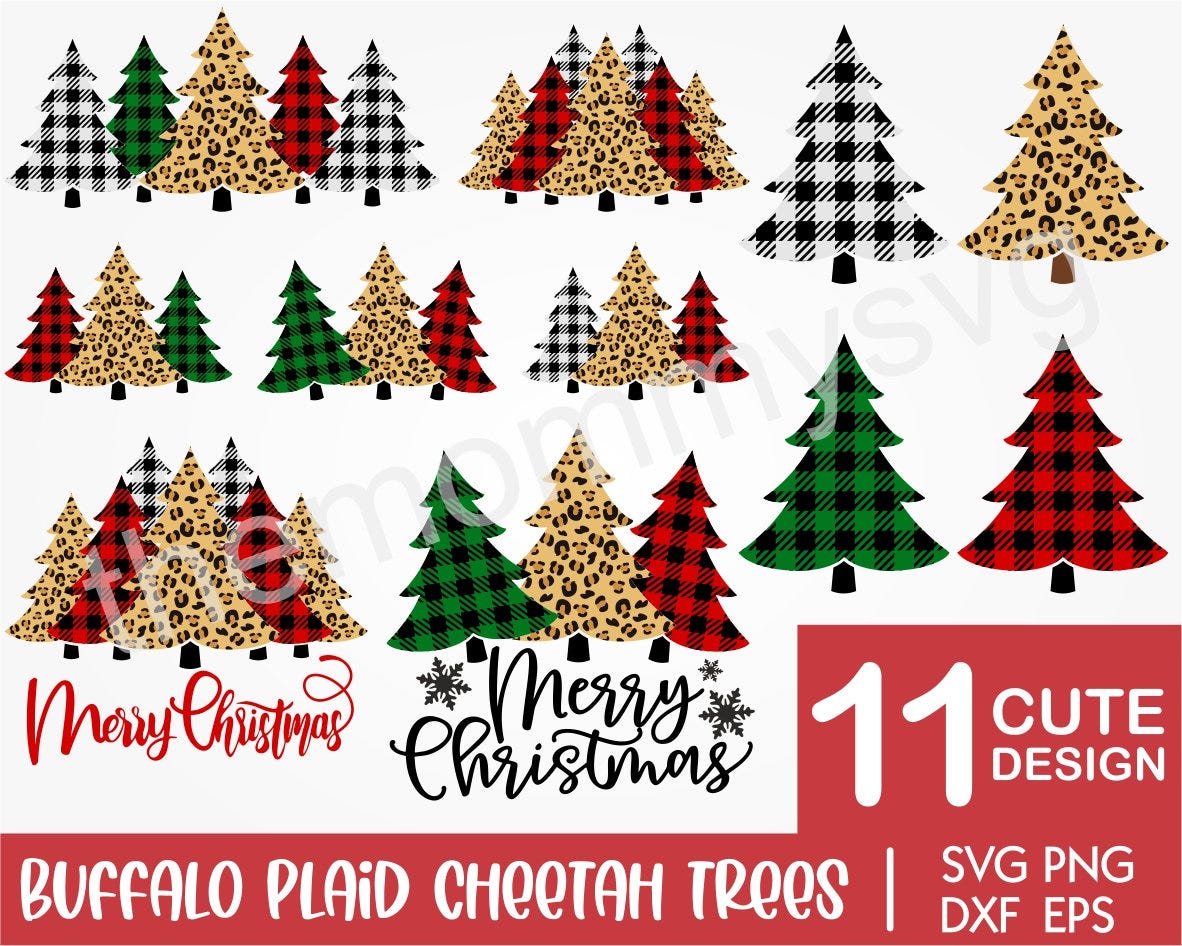 Buffalo Plaid Cheetah Tree Svg,Christmas Tree Svg,Merry Christmas Svg ...