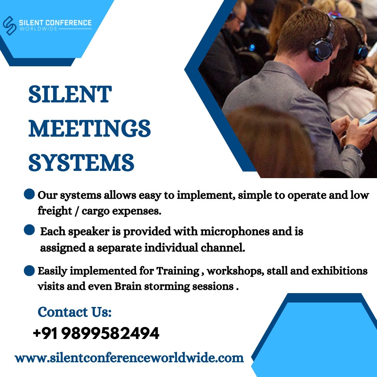 Silent meeting equipment - Silent conference worldwide - Medium