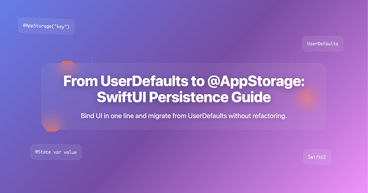 From UserDefaults to @AppStorage: SwiftUI Persistence Guide | by Himali Marasinghe | Sep, 2025 ...