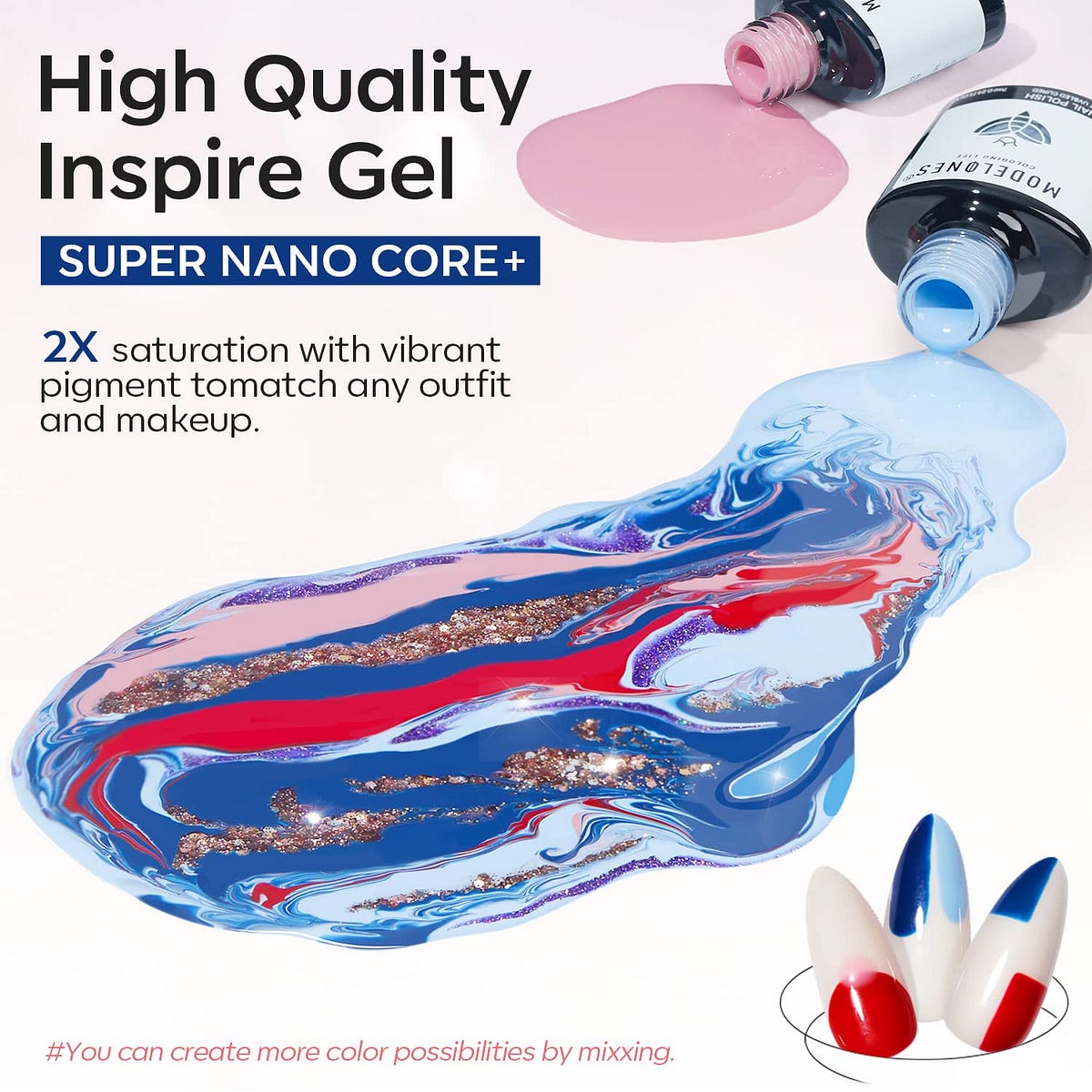 olishModelones 40 Piece Gel Nail Polish Set, 36 Colors Popular Goddess ...