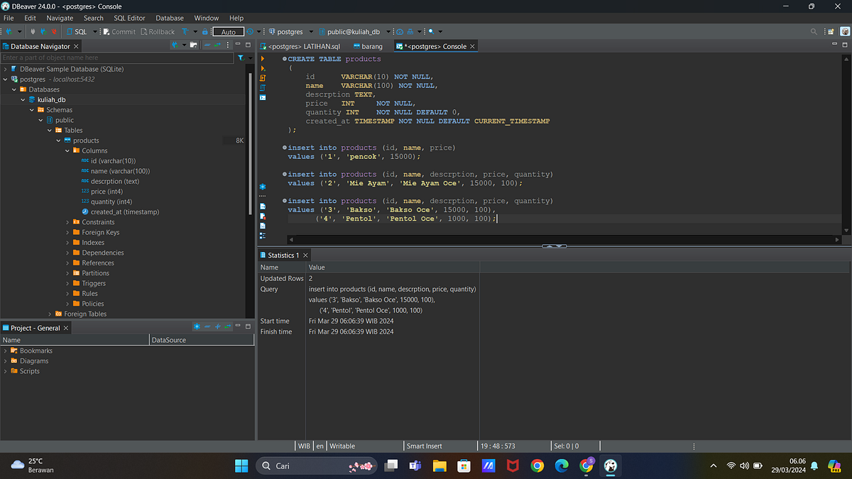 Cara Melakukan Insert, Update, dan Delete ke Database postgreSQL di Dbeaver | by Sandy Triantono ...