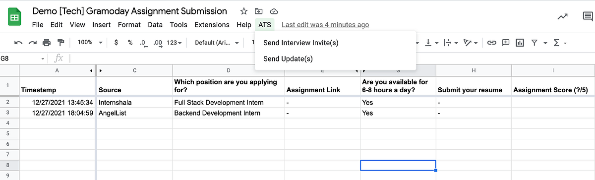 Creating a low-cost ATS using Google Sheets | by Ankit Gupta | Gramoday ...