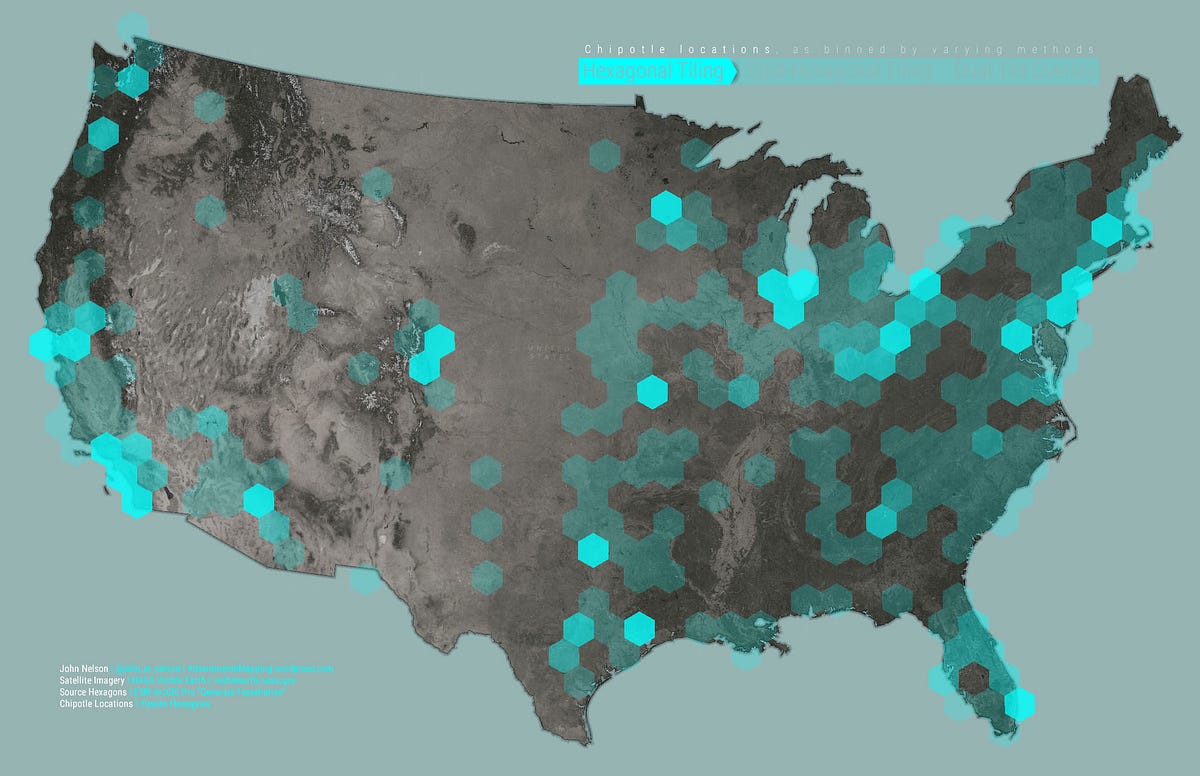 Hexbin Plots for Geospatial Data. tessellation, resolution and you | by ...