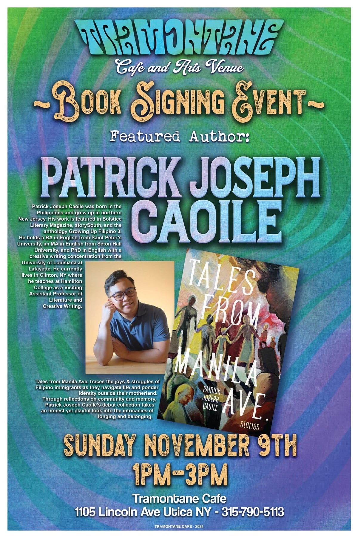 Patrick Joseph Caoile book-signing — 11/9/25 — The Tramontane Cafe ...