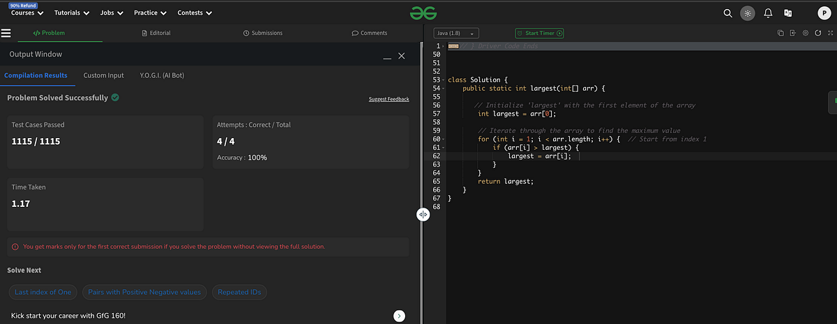 Java-DSA-Largest Element in an Array | by Prakash Karuppusamy | Medium