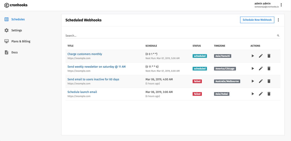 Cronhooks Introduction: Schedule one time or recurring webhooks | by Rameez Raja | Medium