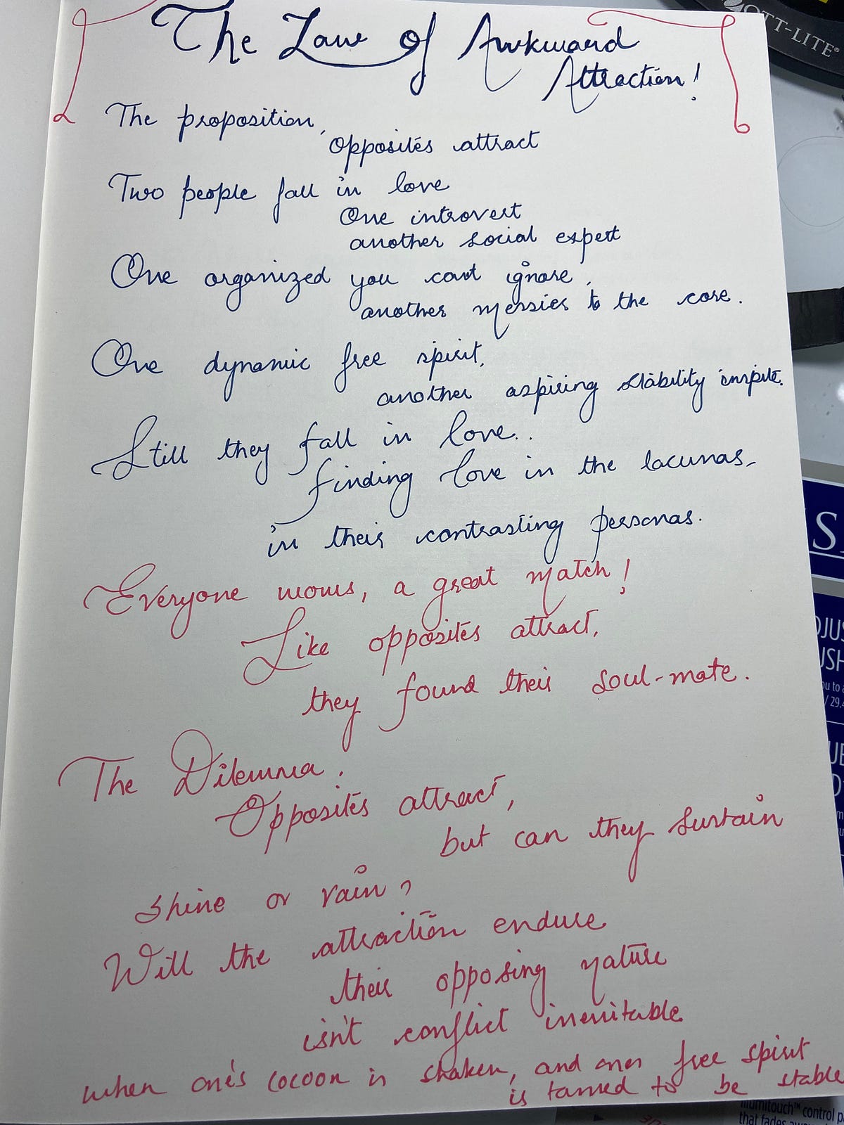 poem on opposites attract, law of attraction | Paper Poetry