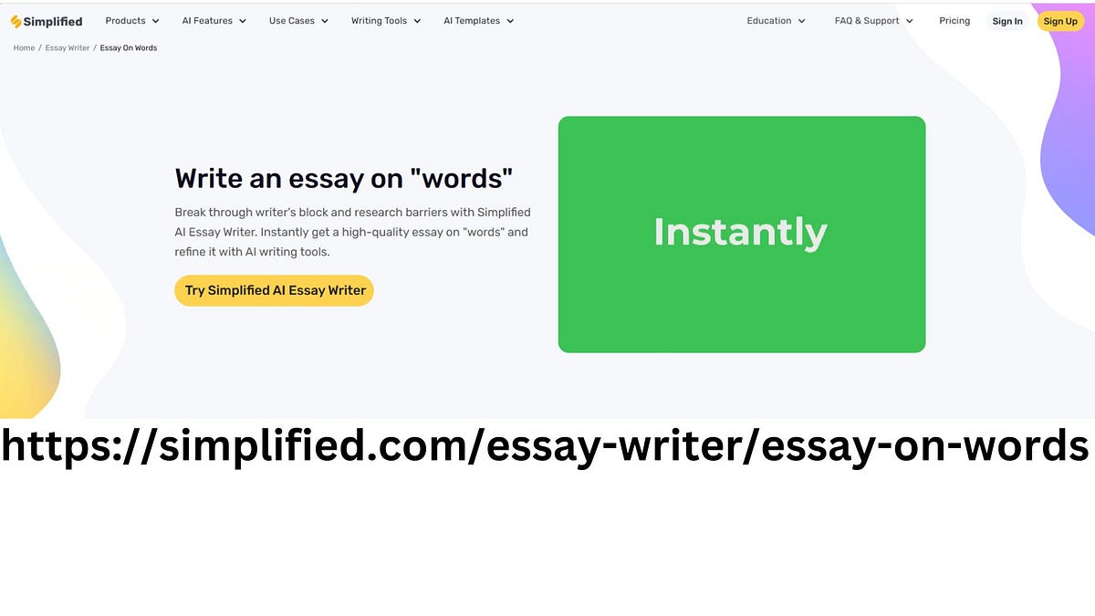 Dive into the World of Writing with Simplified Free Online Words Essay ...