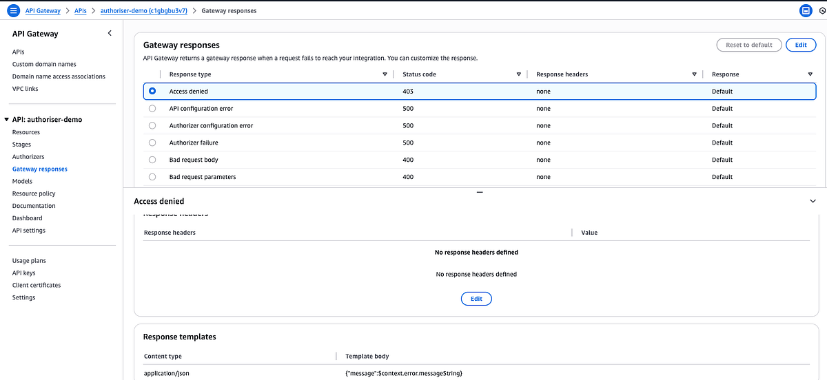 Custom Response in AWS API Gateway Authoriser | by Nicola Vitaly | Medium