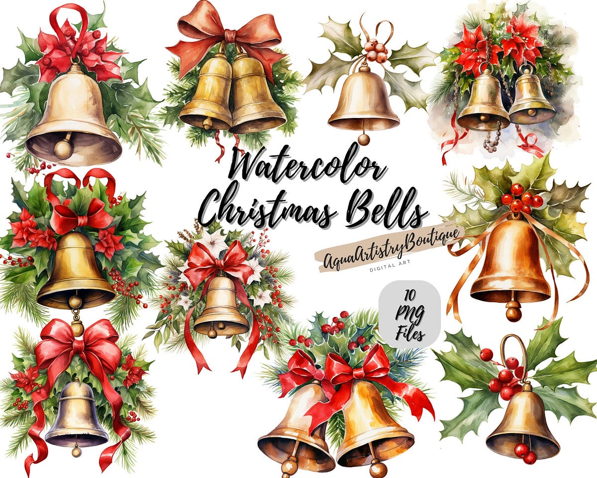 Watercolor Christmas Bells | Digital Download | Wall Art | Watercolor ...