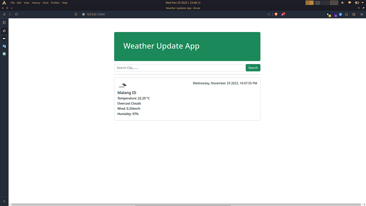 Create a Simple Weather App using Django | by Rizqi Hasanuddin | AWS Tip