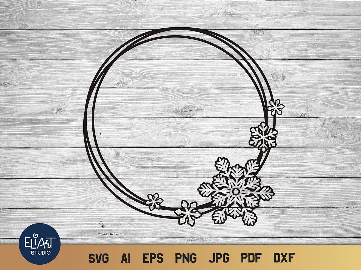 Christmas SVG Snowflake Frame, Christmas SVG Monogram, Circle Frame ...
