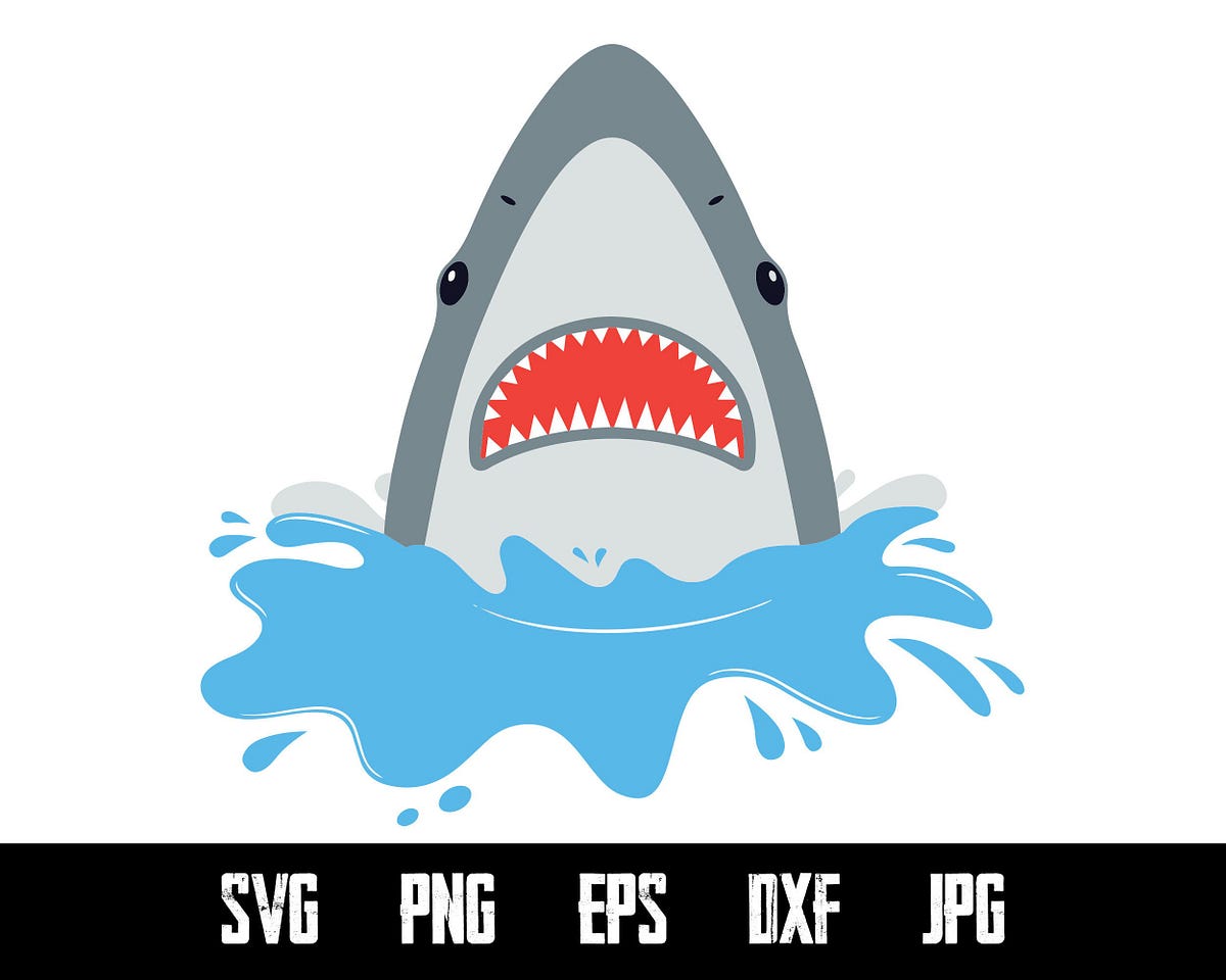 Funny Shark Logo SVG Colorful Vector Design Digital File Silhouette ...