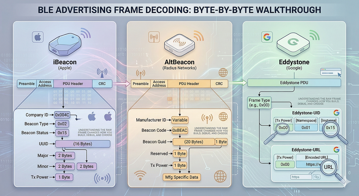 BLE Advertising Frames Decoded: iBeacon vs AltBeacon vs Eddystone What ...