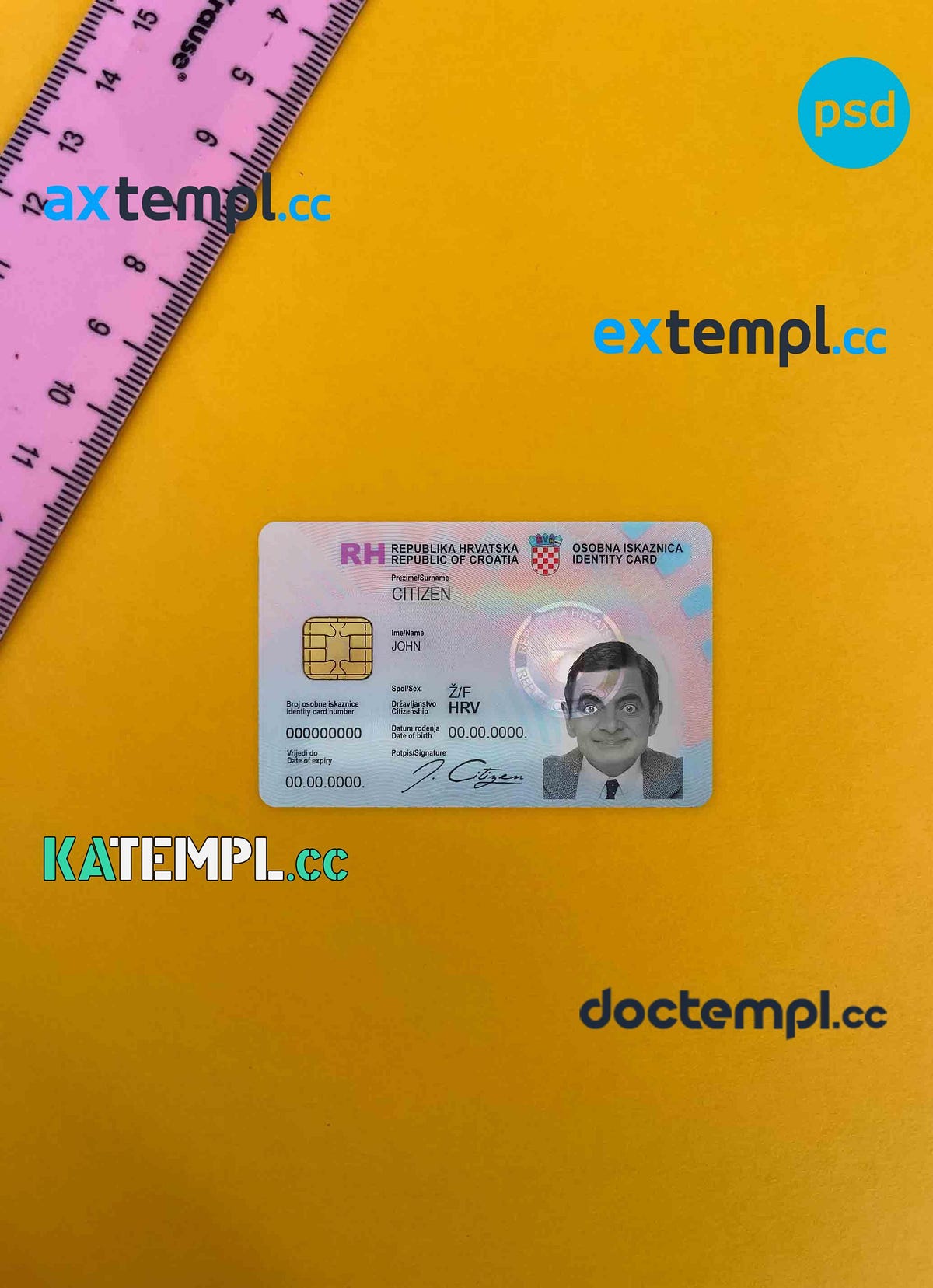 Croatia ID card editable PSD files, scan look and photo-realistic look ...
