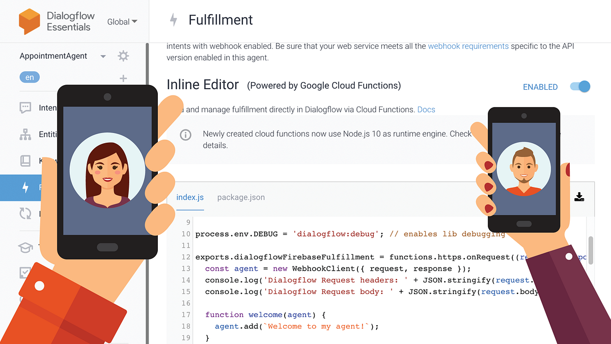 Build a Dialogflow chatbot with Google Sheets integration. | SheetDB
