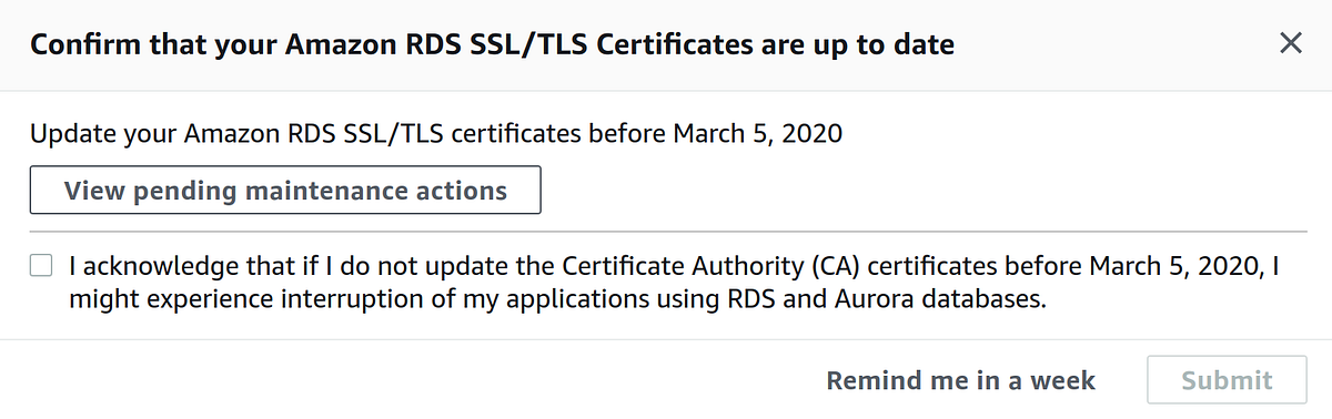Update your RDS SSL certificates. Have you recently logged into your ...