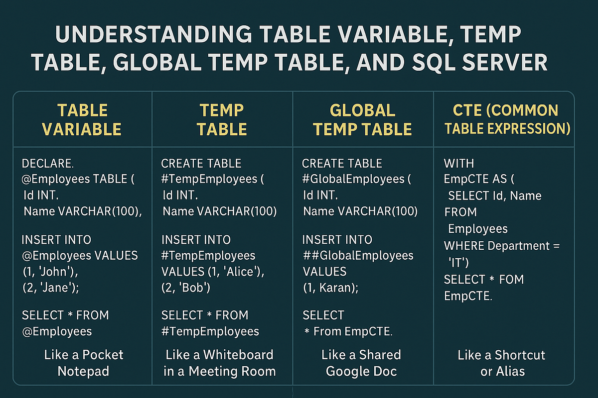 Understanding Table Variable Temp Table Global Temp Table And Cte In 0278