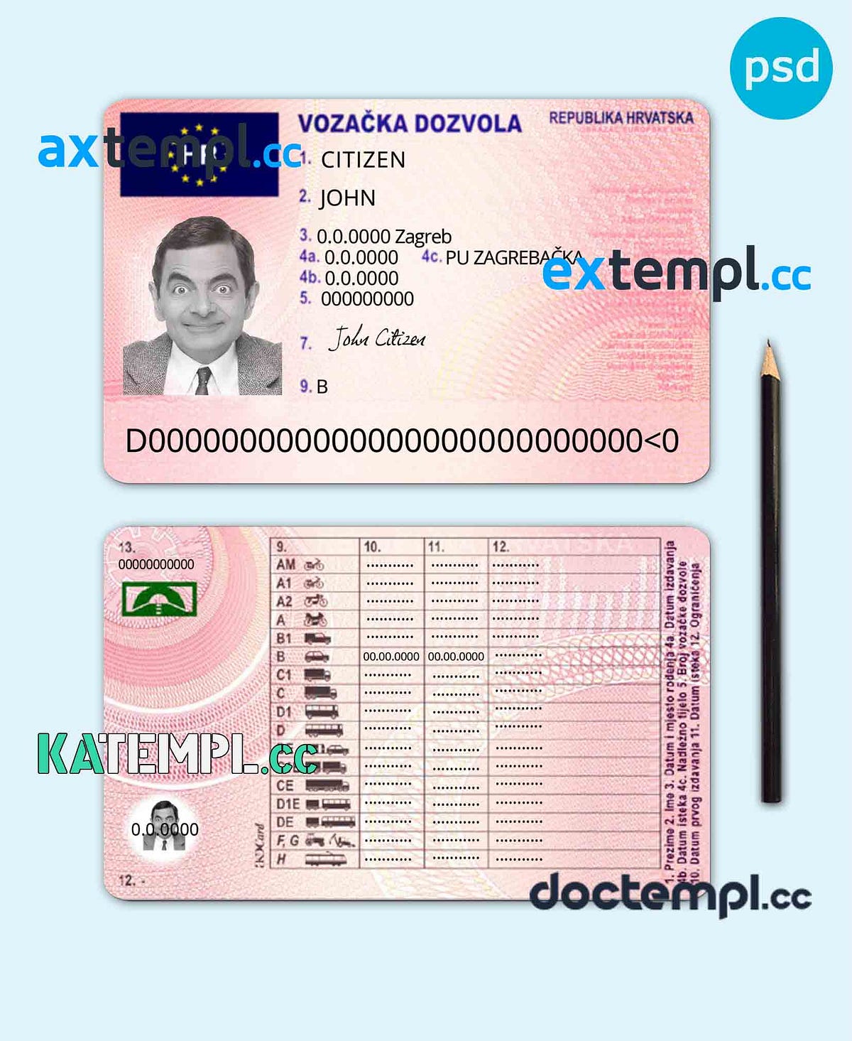 sample Croatia driving license template in PSD format, fully editable download | by Atempl | Feb ...