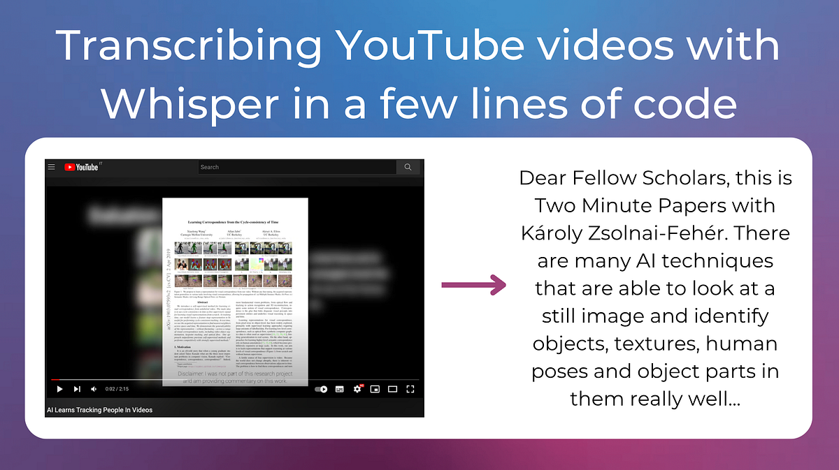 Transcribing YouTube videos with Whisper in a few lines of code | by ...