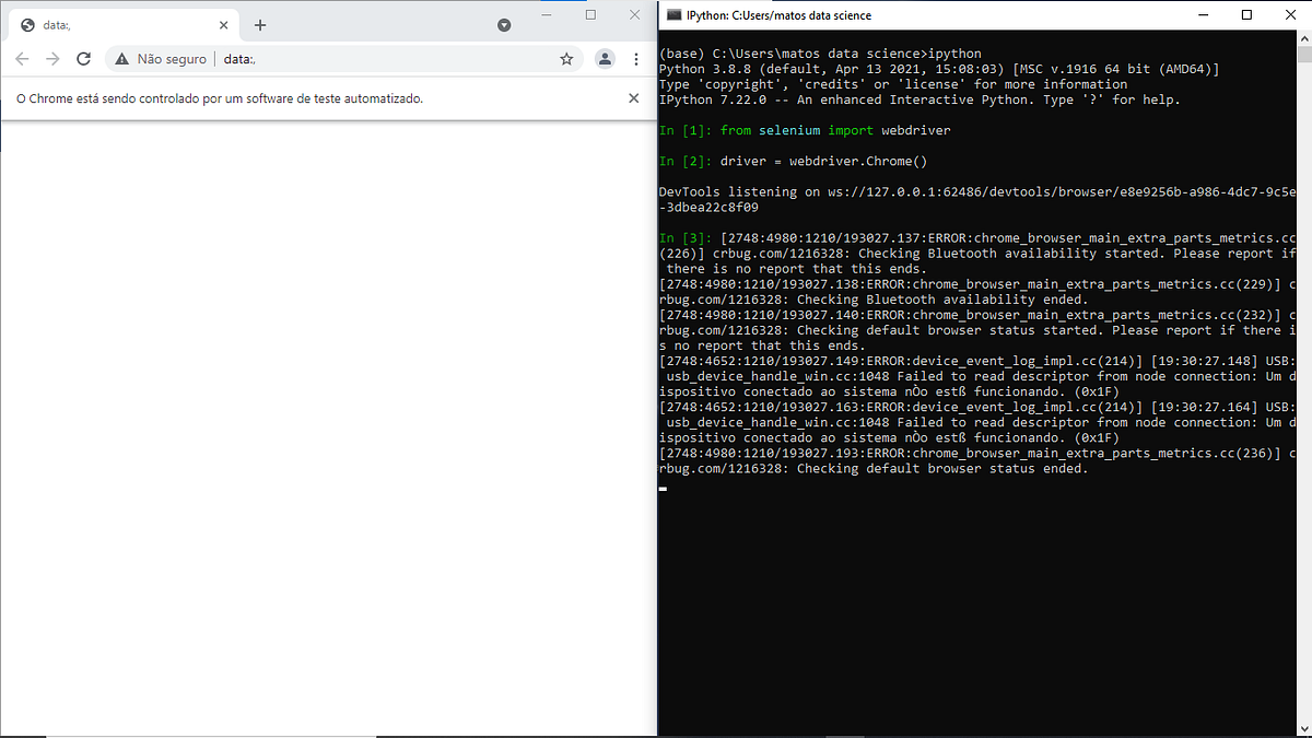 Fazendo Web Scraping via Prompt. É necessário ter o Anaconda e acessar ...