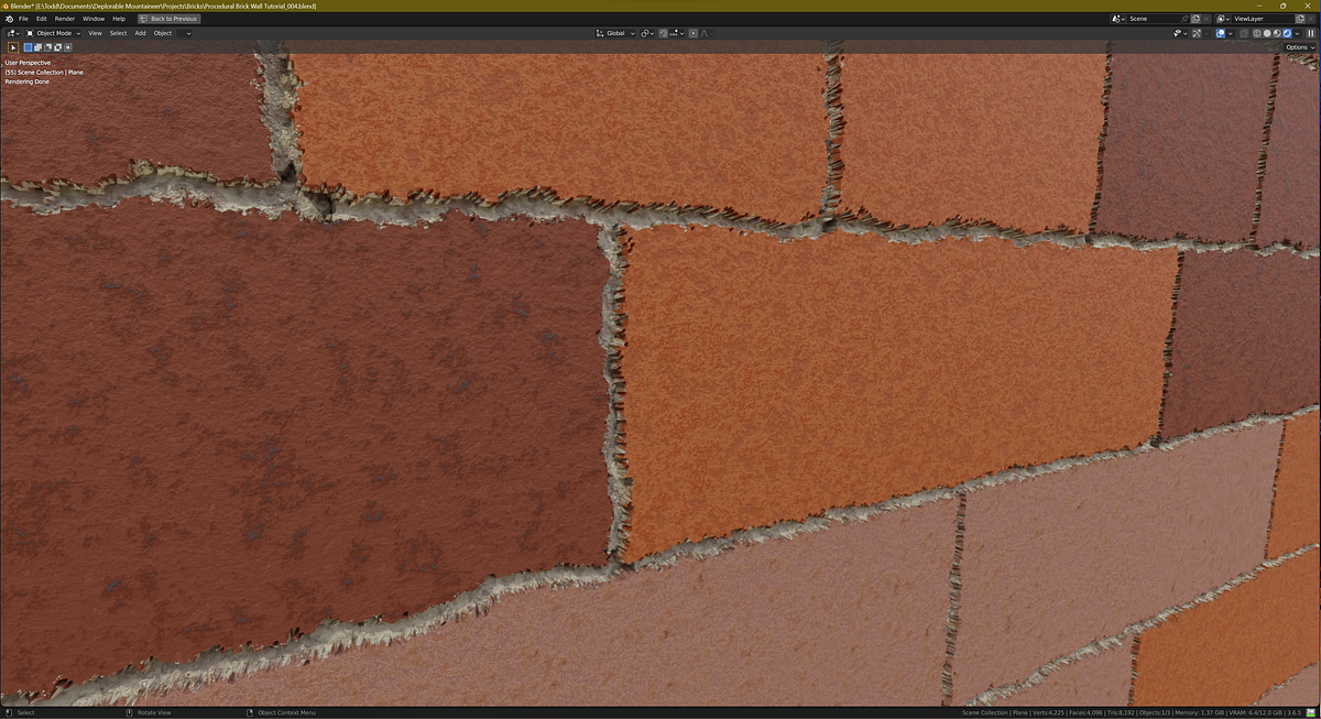 Procedural Brick Wall in Blender using Material Nodes, Part 4: Displacement and More Colors | by ...