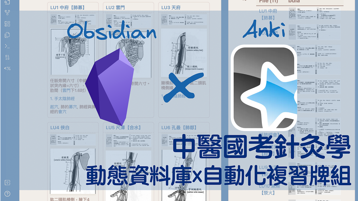 Obsidian應用實例分享：把中醫國考針灸學，變成可以Anki複習、可以動態查詢的資料庫【Obsidian to Anki】【Dataview】【Templater】 - 鞠雨融 ...
