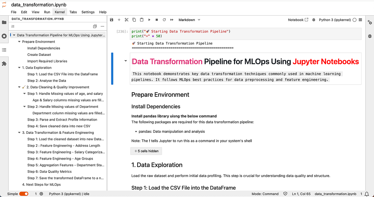 🔄 Data Transformation Pipeline for MLOps Using Jupyter Notebooks 🛠️ | by Anvesh Muppeda | Jul ...