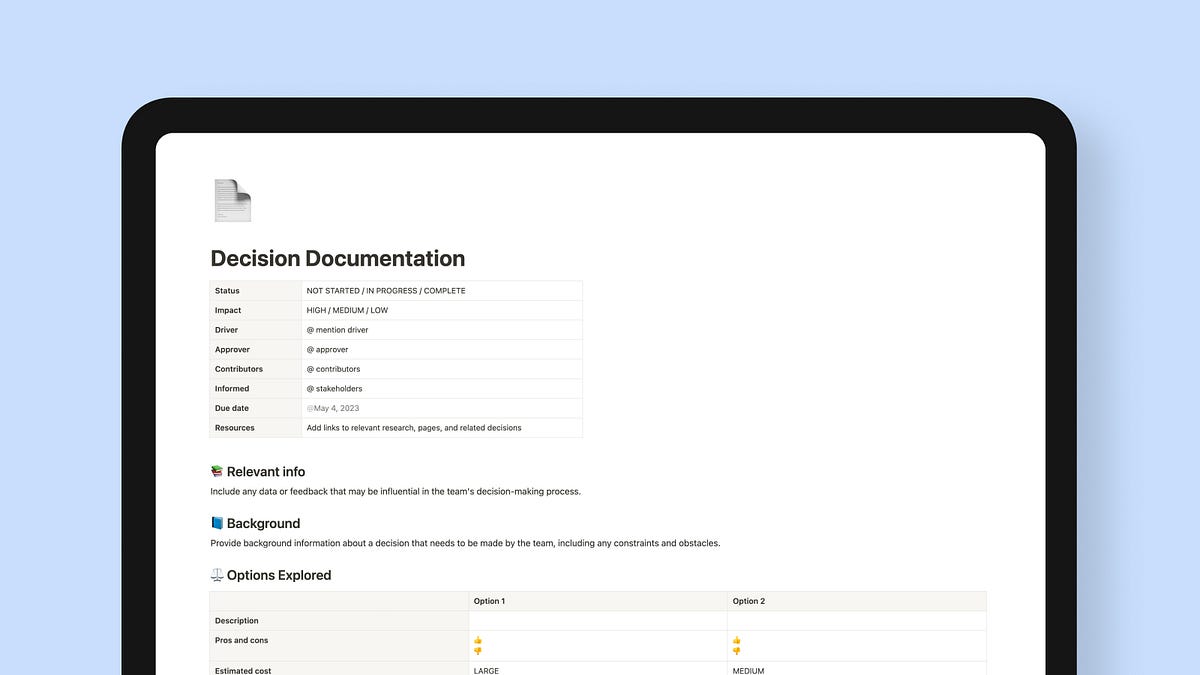 Enhancing Decision-Making Efficiency With Decision Documentation | by The Notion Expert ...