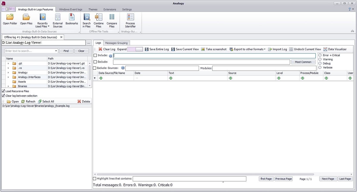Analogy: Open source Log viewer. Hi All, I would like to present you a ...