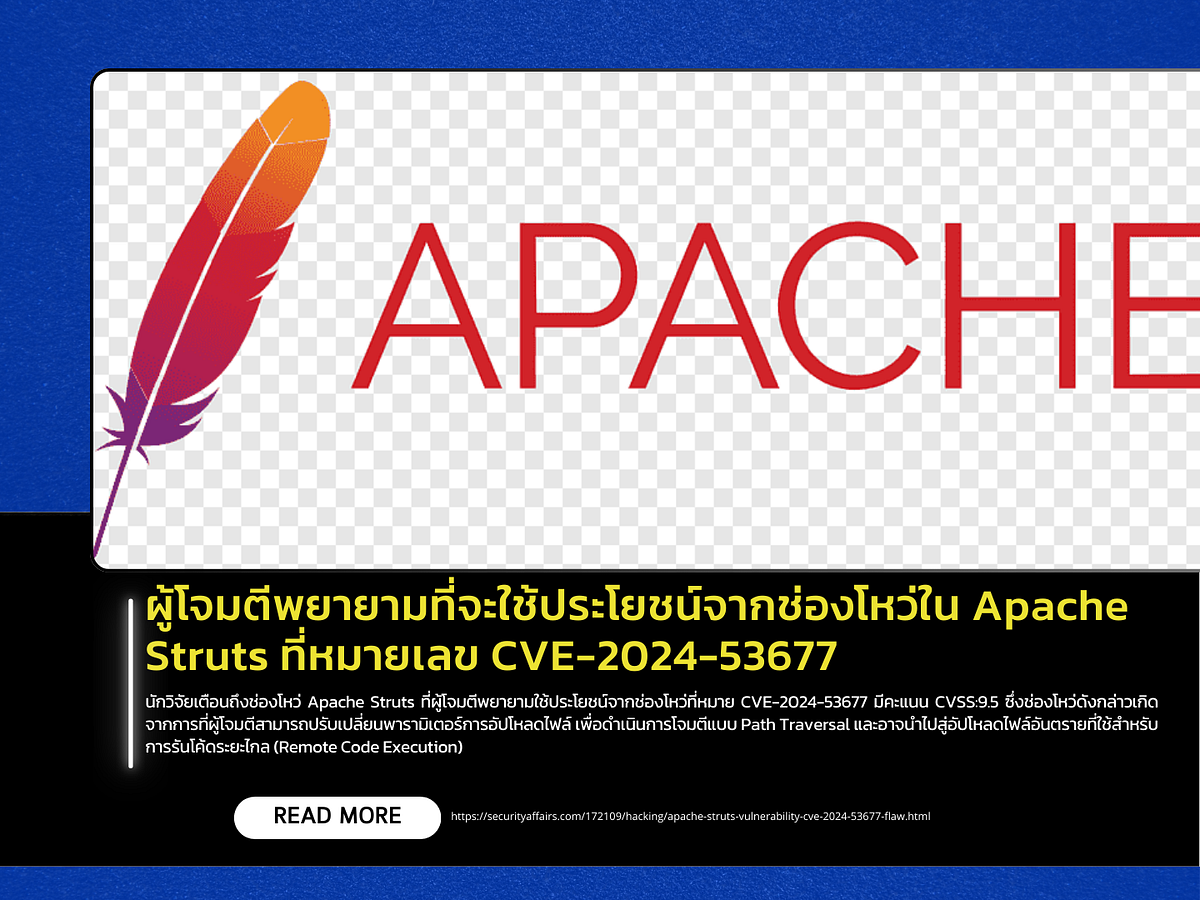 ผู้โจมตีพยายามที่จะใช้ประโยชน์จากช่องโหว่ใน Apache Struts ที่หมายเลข CVE-2024–53677 - ThaiCERT ...
