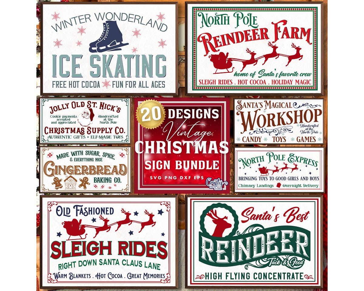 Vintage Christmas Svg Bundle, Farmhouse Christmas Sign Svg, Christmas ...