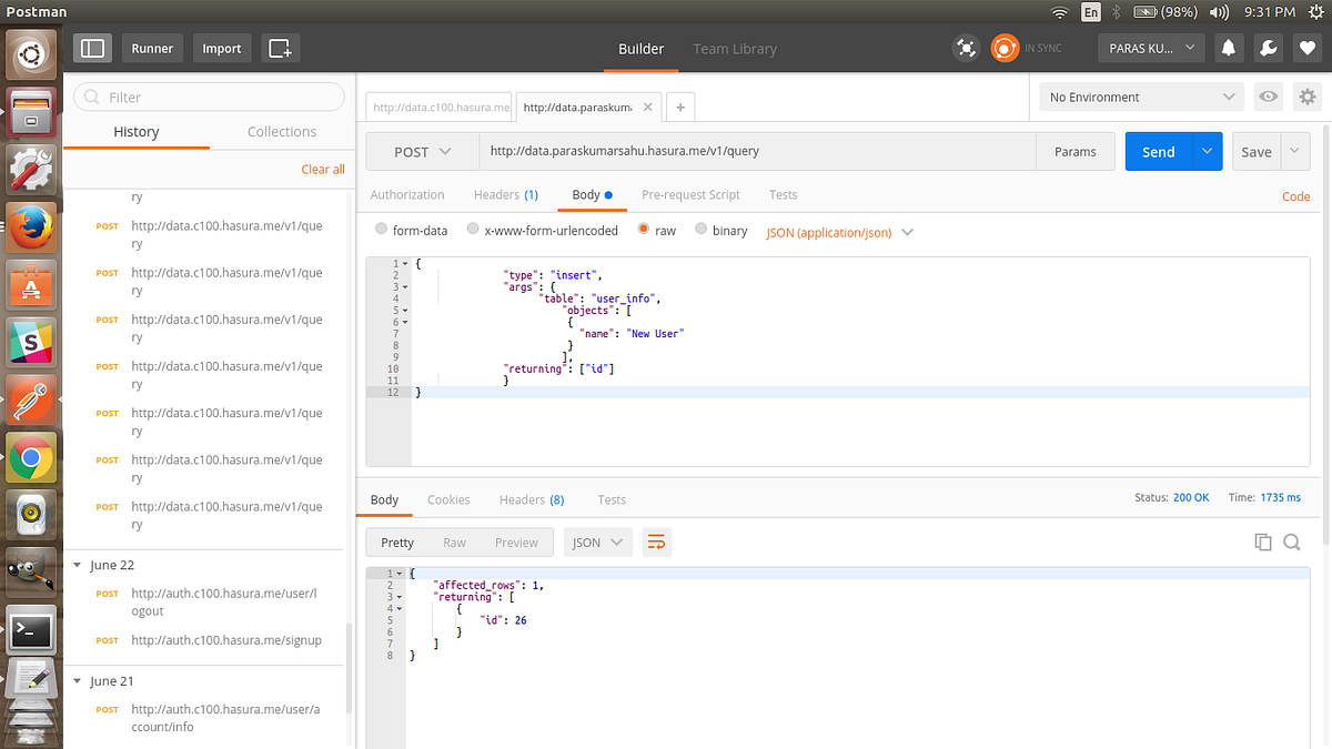 3.2 Hasura Data API + Postman collection | by Paras Kumar | Medium