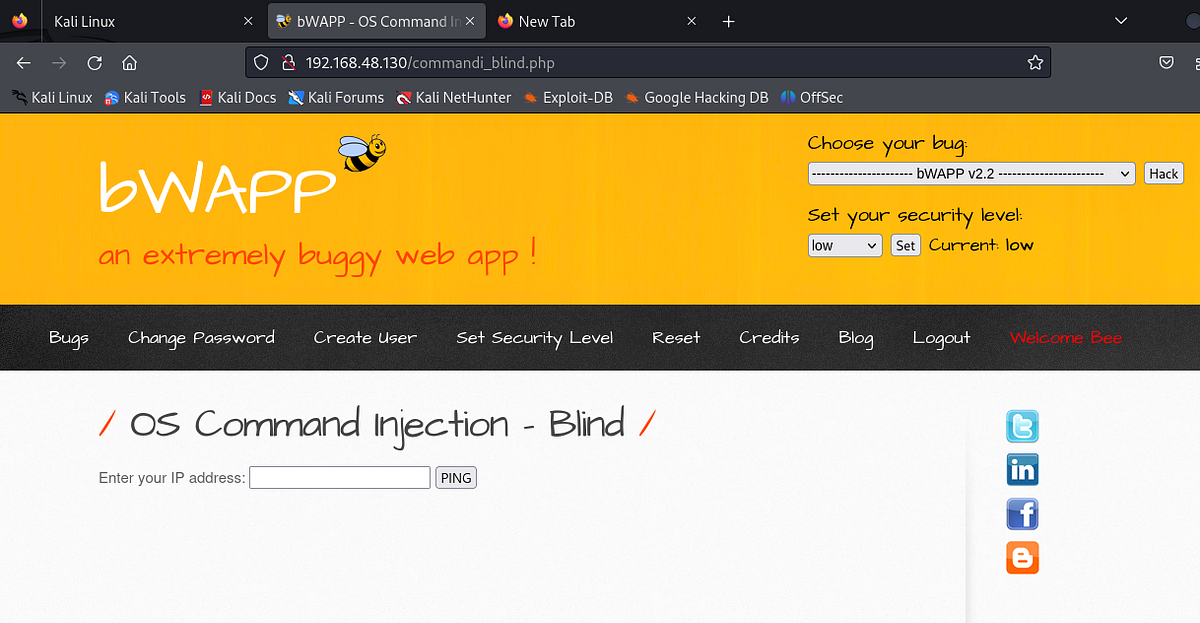 OS Command Injection on bWAPP. In this post, I will be exploiting the… | by Cambria Kinkelaar ...