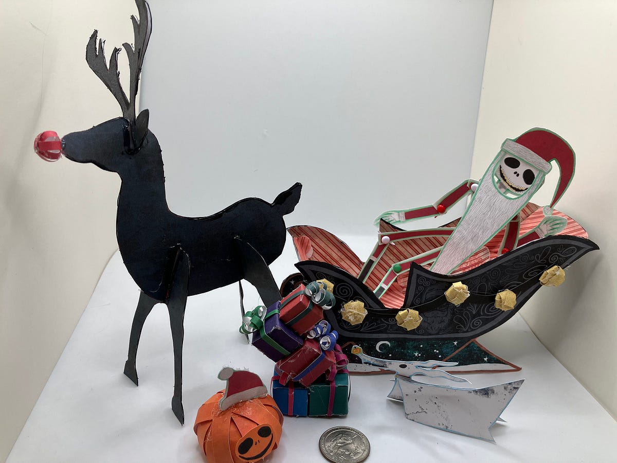 DIY Jack Skellington Santa Printable Paper Craft for 1:12 Scale with ...