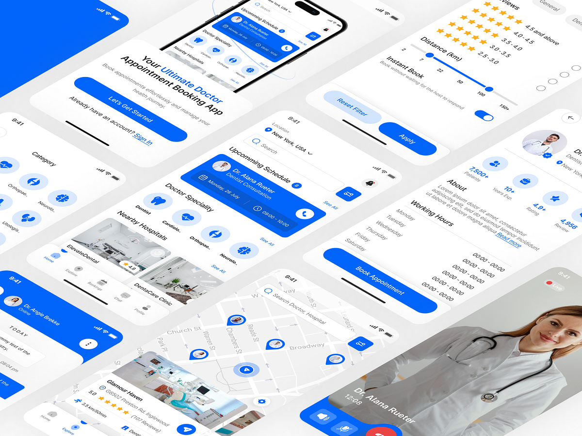 Doctor Appointment App UIUX Design | Doctor & Hospital Finder App ...
