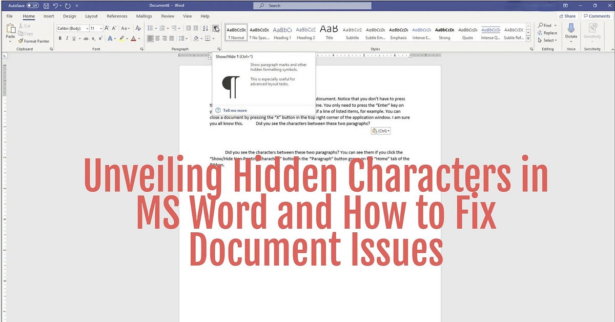 Unveiling Hidden Characters in MS Word and How to Fix Document Issues ...